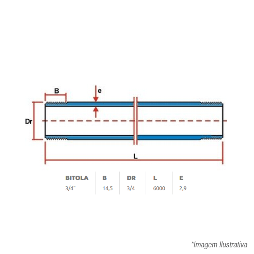 Tubo Roscavel PVC Branco 3/4 com 6 Metros - 10001889 - Tigre - lojadopedrao