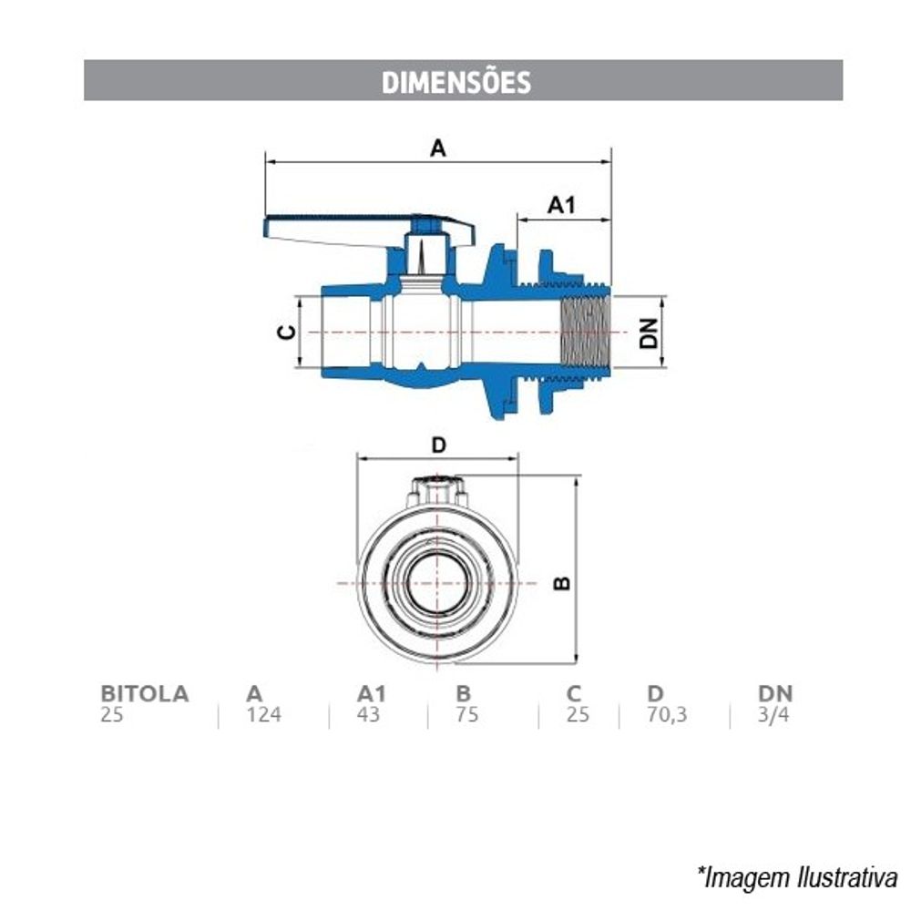 Adaptador Flange com Registro 25mm - Tigre - lojadopedrao