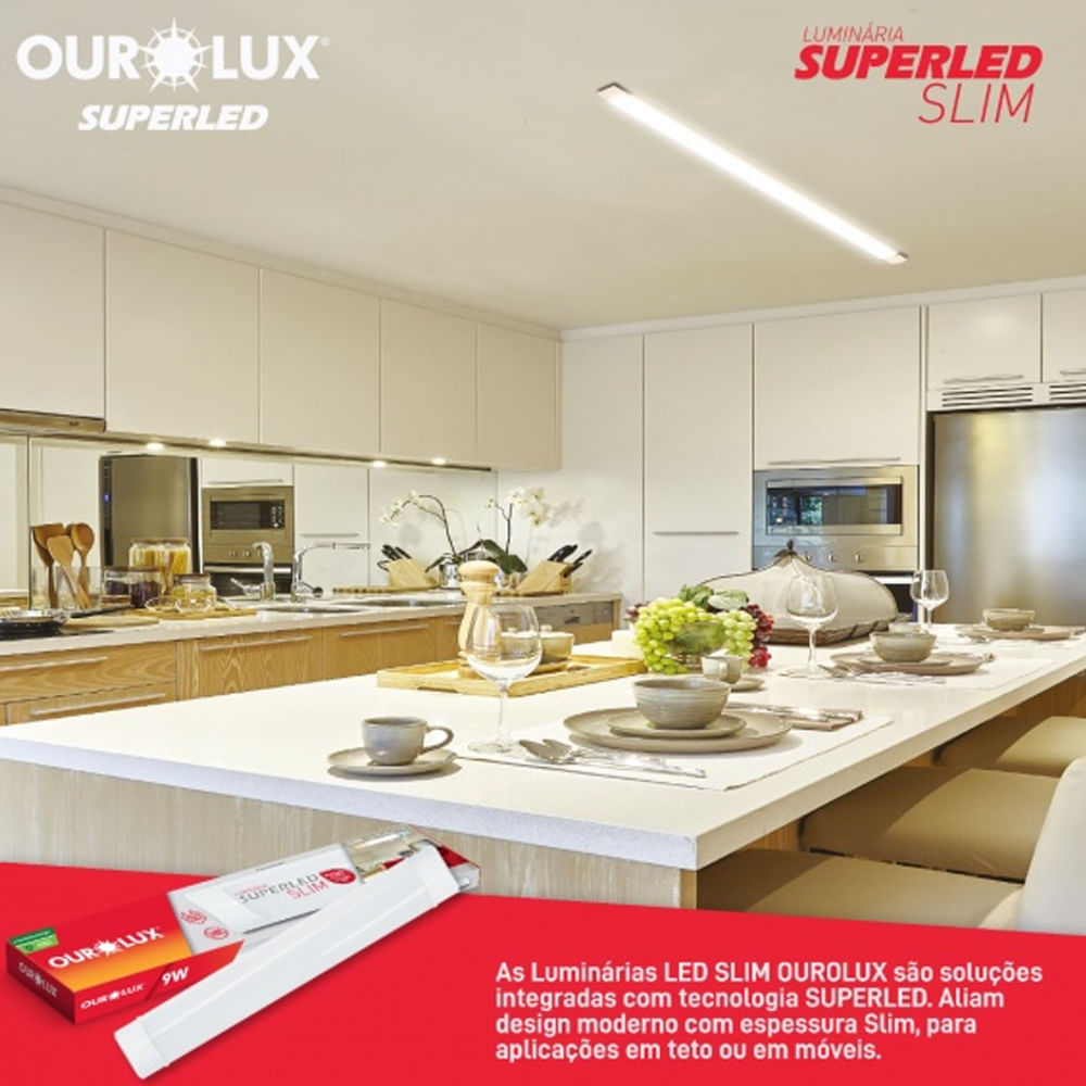 Luminária Superled Slim 6500K 1400Lm 18W 05900 - Ourolux - lojadopedrao