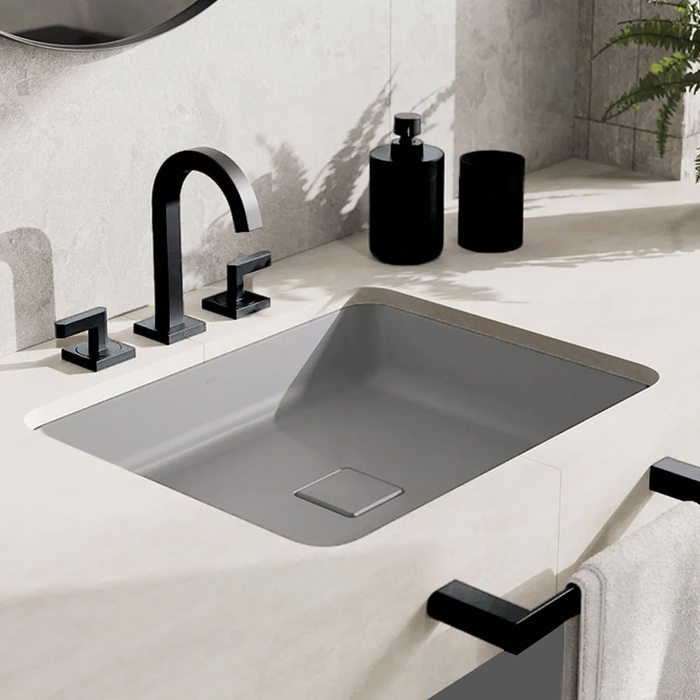 Cuba de Embutir Retangular Slim 45x55cm Soft Antracite - Deca ...