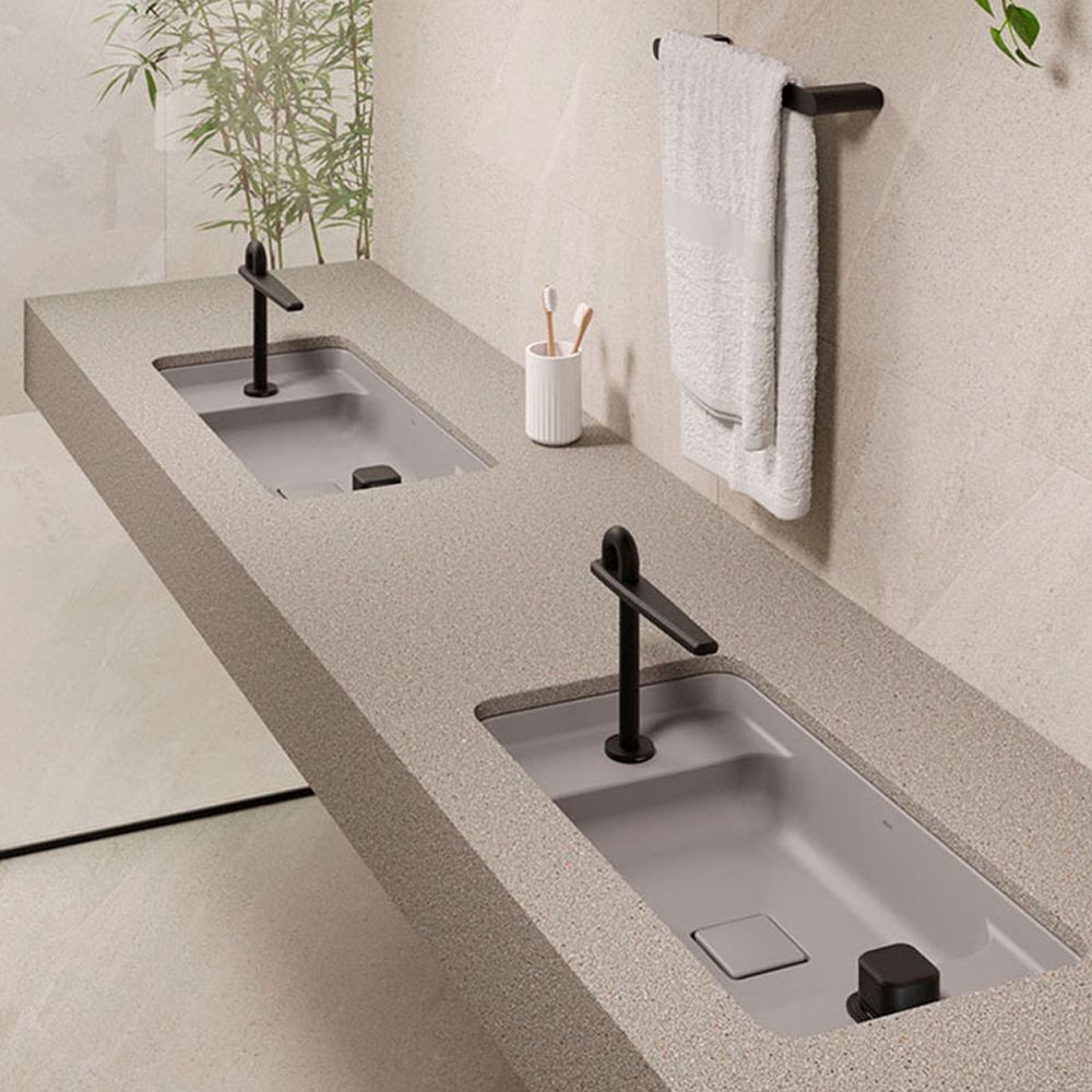 Cuba de Embutir Retangular com Mesa Lateral Slim 65x35cm Soft Antracite ...